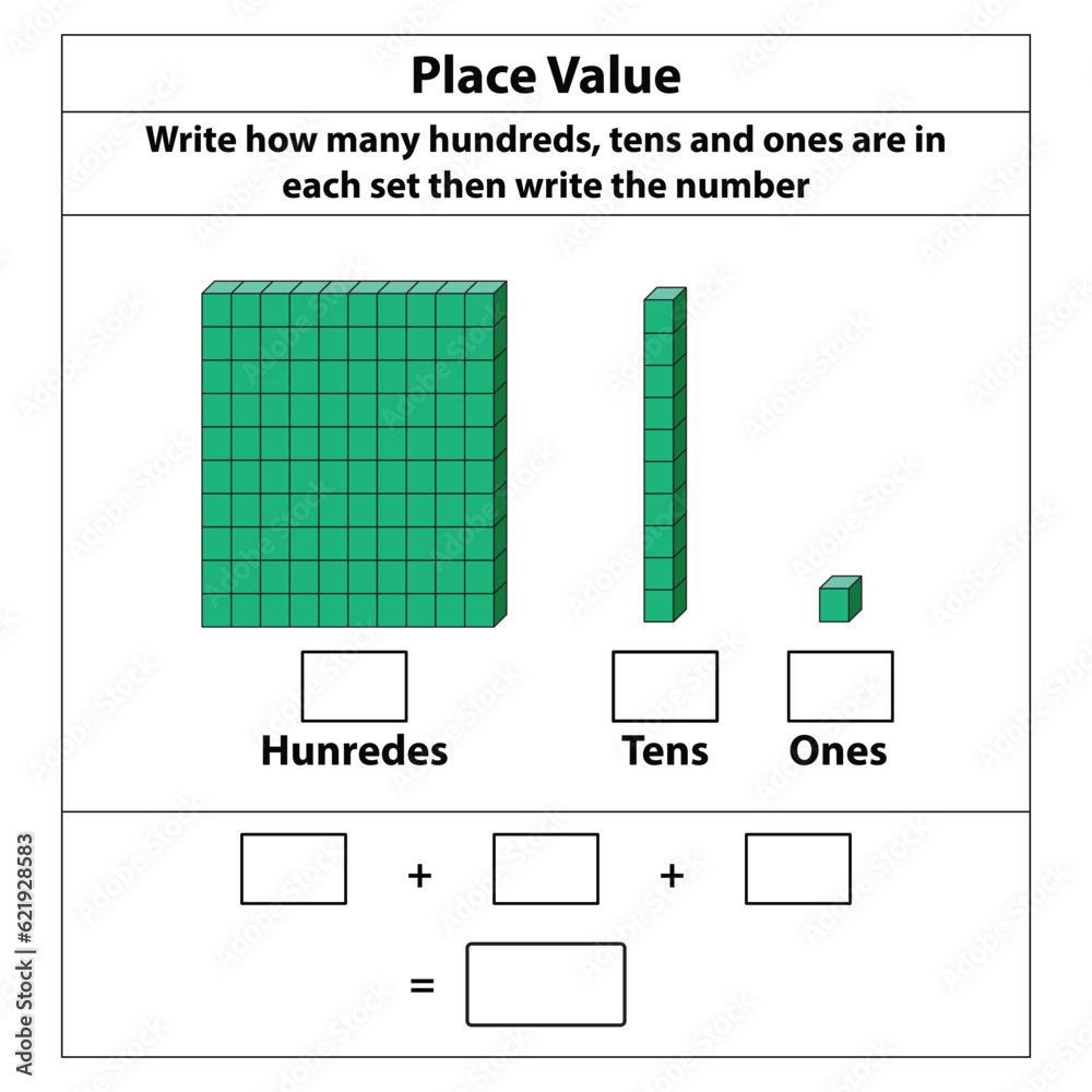 Place Value hundreds tens and ones. 10 blocks. and single blocks ...