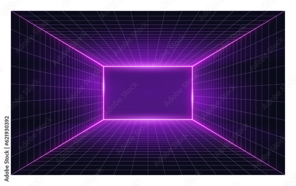 Synthwave wireframe net illustration. Abstract digital background. 80s ...
