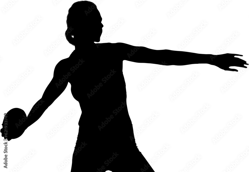 Digital png silhouette image of female athlete throwing discus on ...