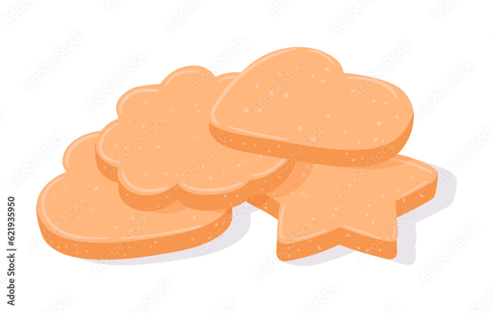Almond shortbread cookies. Cartoon homemade tasty cookies, delicious ...