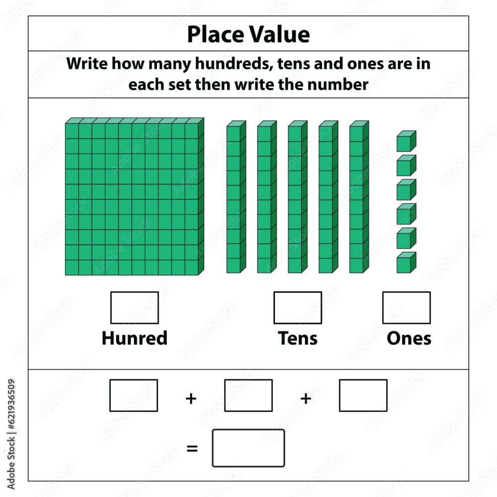 Place Value hundreds tens and ones. 10 blocks. and single blocks ...
