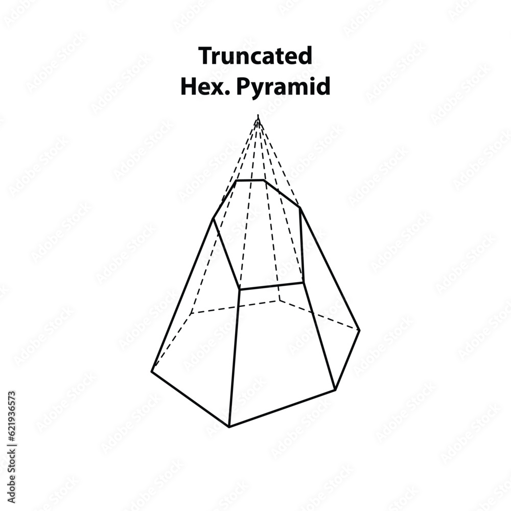 Truncated Hexagonal pyramid. 3d geometric shapes vector. geometric ...