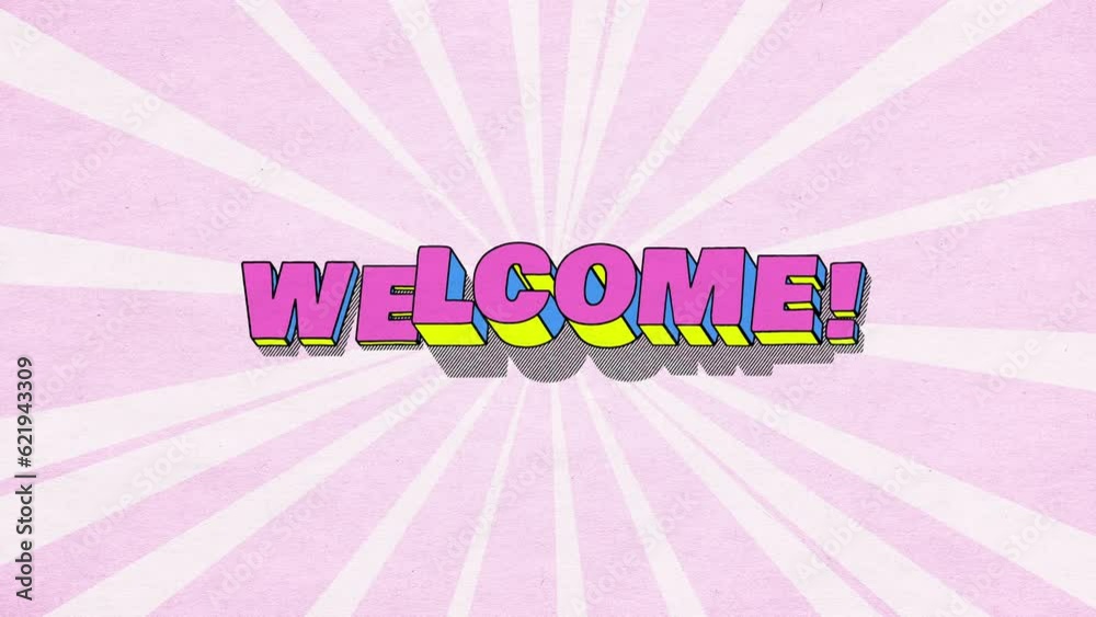 WELCOME! - comics style 3D text with shadow on paper textured ...
