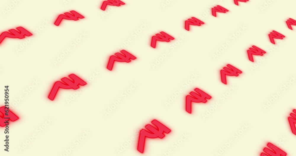 Moving, glowing Indian rupee symbols on a beige background, 4K ...