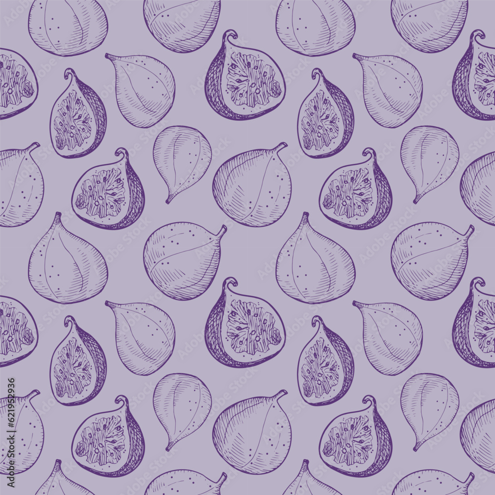 Figs seamless pattern vector background illustration with tropical ...