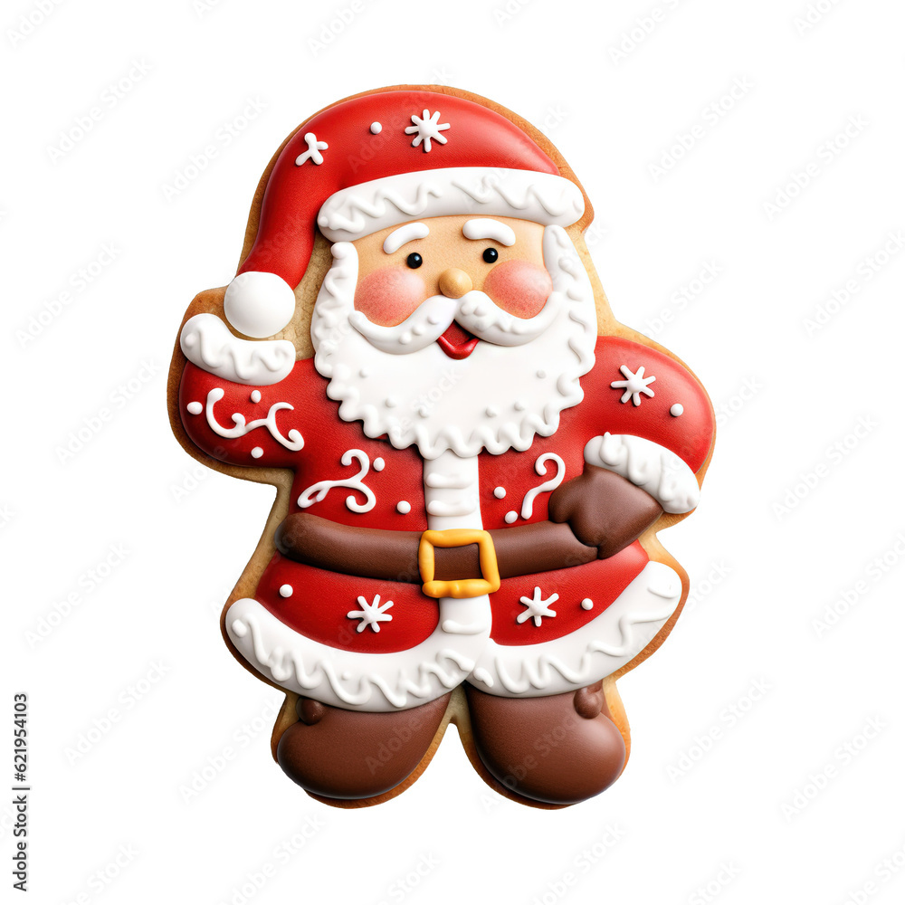 Watercolor gingerbread santa cookie Clipart isolated on Transparent ...