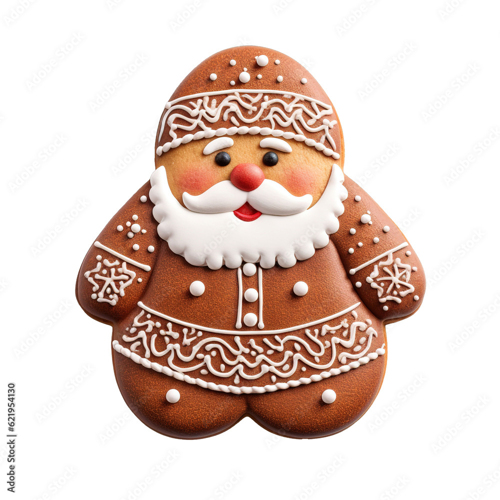 Watercolor gingerbread santa cookie Clipart isolated on Transparent ...