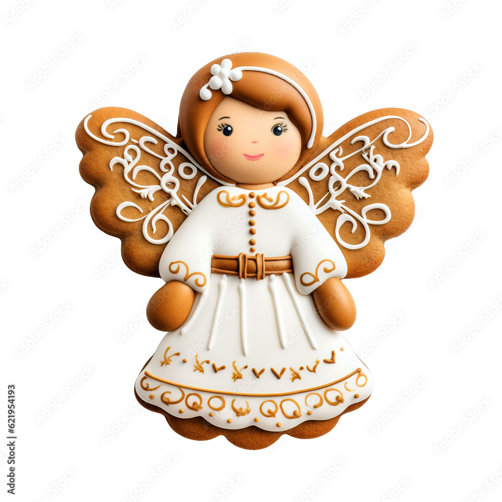 Watercolor Gingerbread Angle Christmas Cookie Clipart isolated on ...