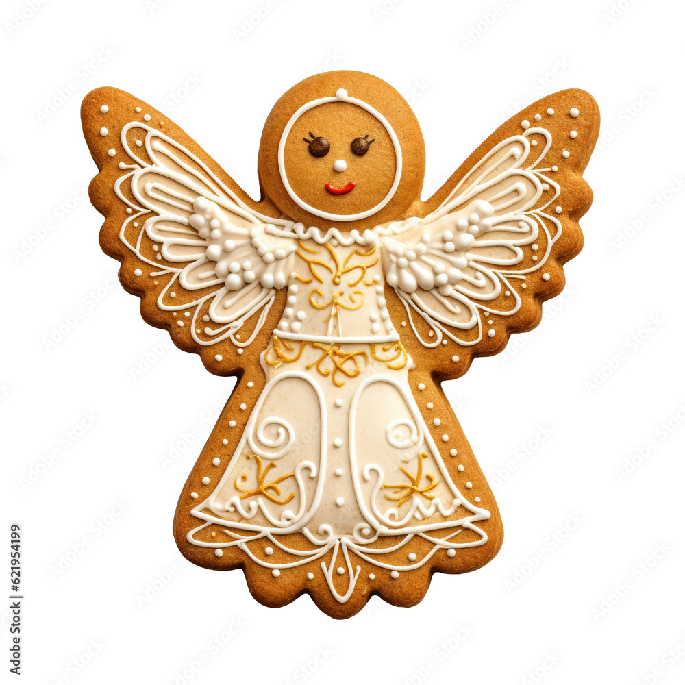 Watercolor Gingerbread Angle Christmas Cookie Clipart isolated on ...