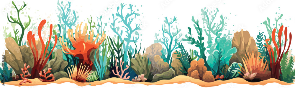 bustling coral reef vector simple 3d smooth cut and isolated ...