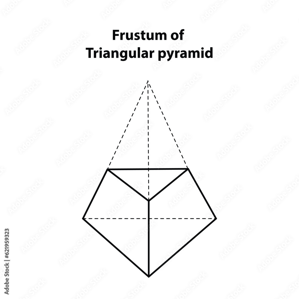 Frustum of Triangular Pyramid geometric shapes. Vector illustration of isolated on white. icon ...