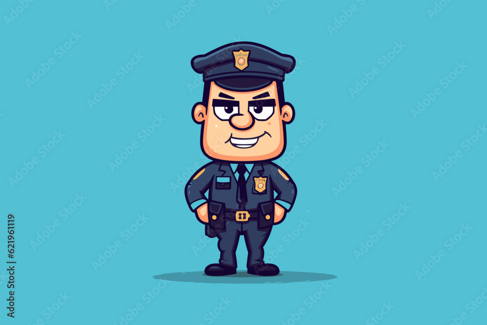 Doodle inspired School resource officer, cartoon sticker, sketch ...