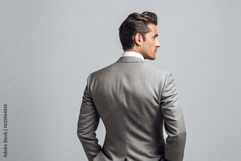 Professional Stance, Man in Business Suit with Back Turned, White ...
