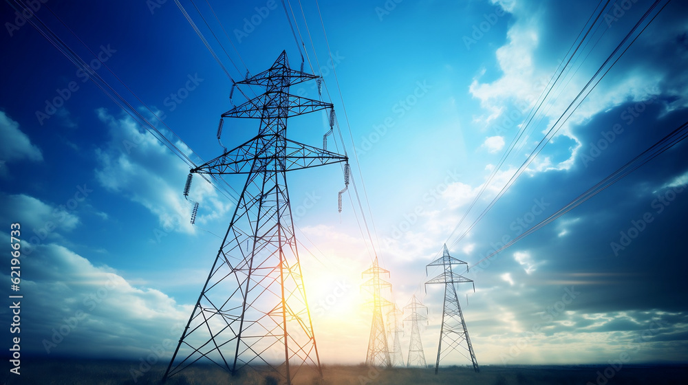 Electricity background - Voltage power lines / high voltage electric ...