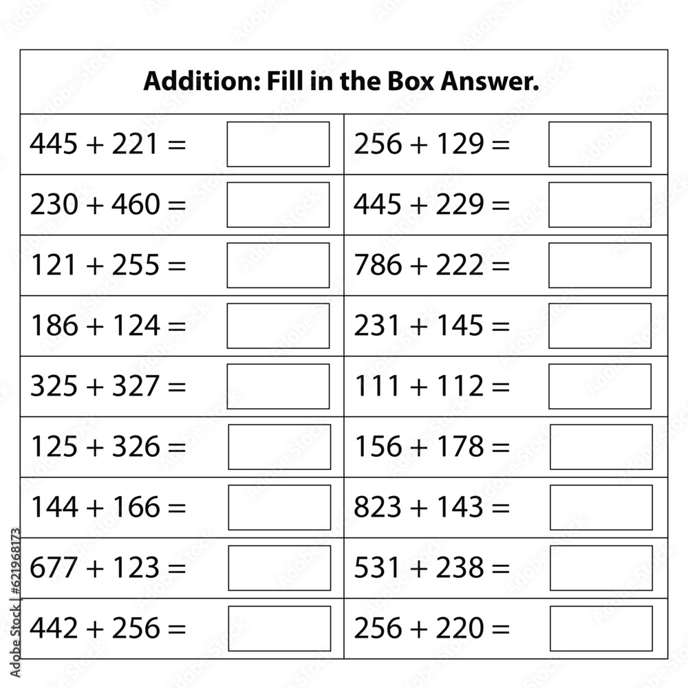 Vetor de Numbers Addition. Math chart for addition and subtraction operations in school isolated ...