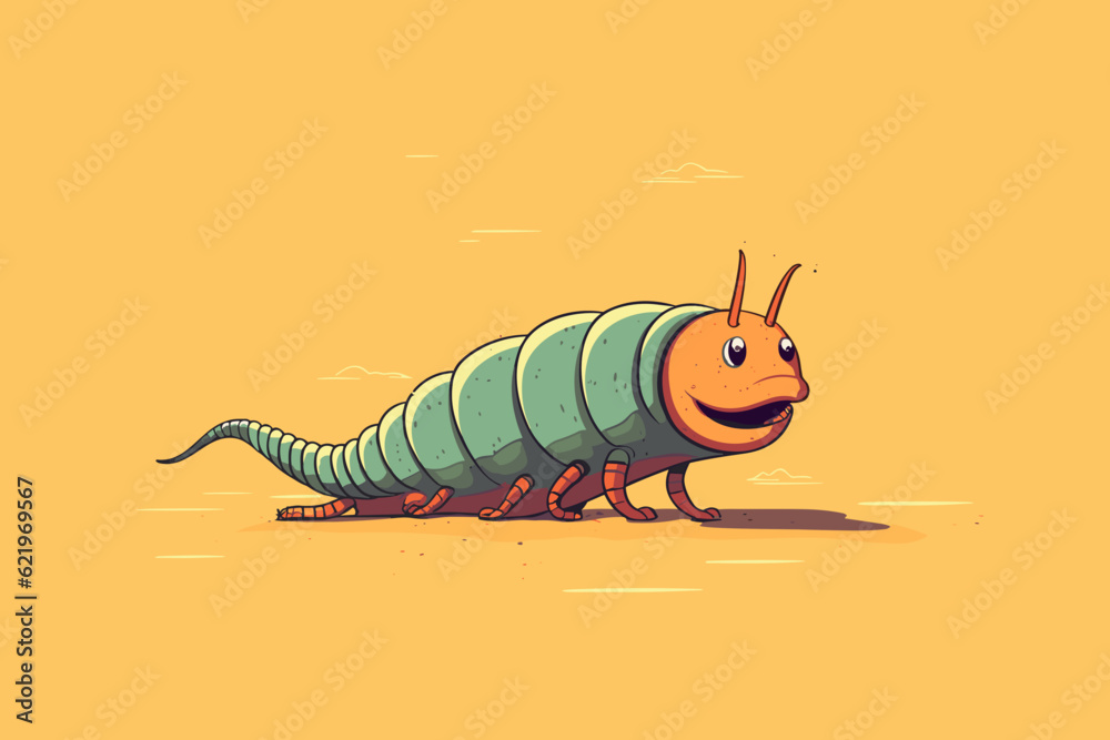 Doodle inspired Sandworm, cartoon sticker, sketch, vector, Illustration ...