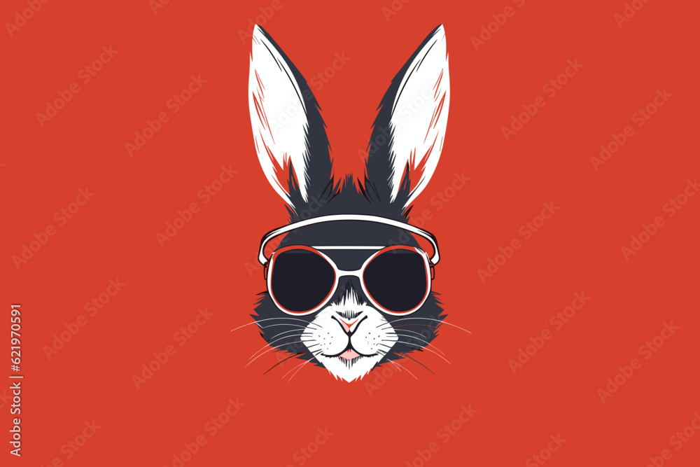 Doodle inspired Bugs Bunny, cartoon sticker, sketch, vector ...