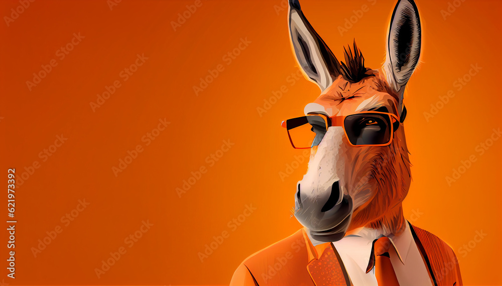 Stylish portrait of dressed up imposing anthropomorphic handsome fox ...