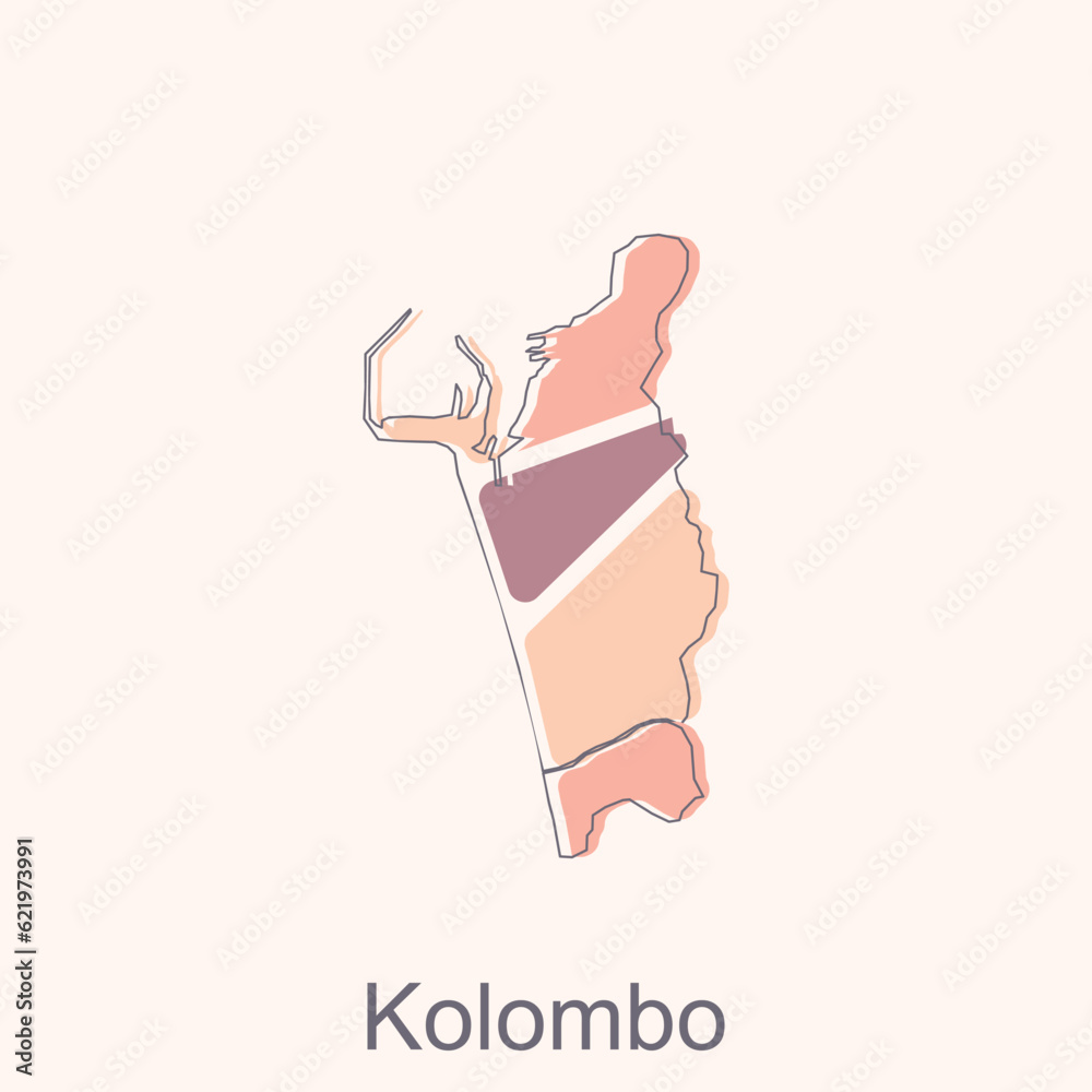 Map of Kolombo colorful illustration design, World Map International ...