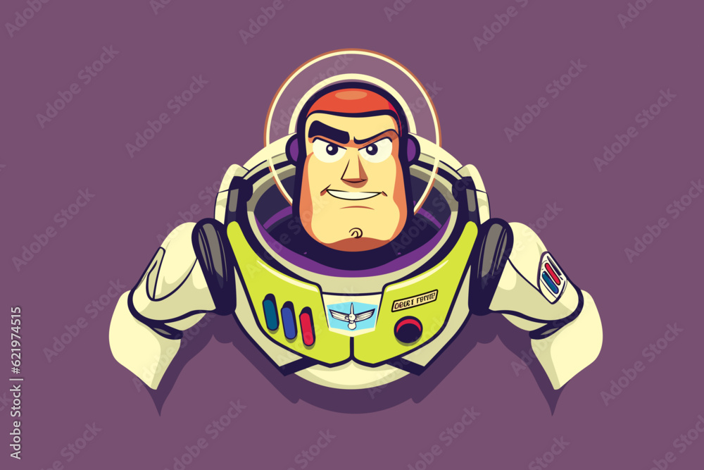 Doodle inspired Buzz Lightyear, cartoon sticker, sketch, vector ...