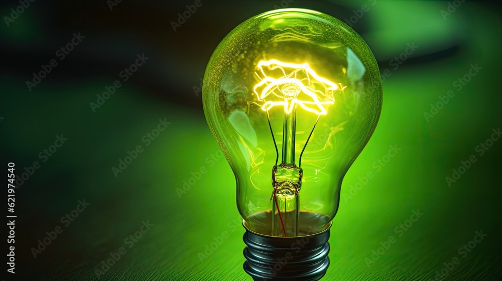 A macro photograph highlighting the brilliance of a neon light bulb's ...