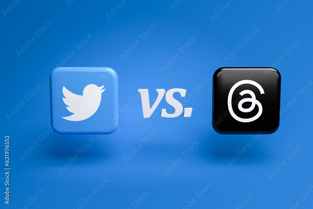 Twitter has a new competitor: Instagram's Threads. Logos of Twitter and ...