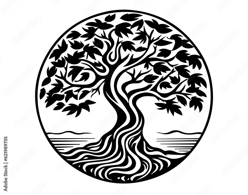 Trees Ecology Symbol Vector Vyaz Pattern Ink Ancient Logo Foliage Stock ...