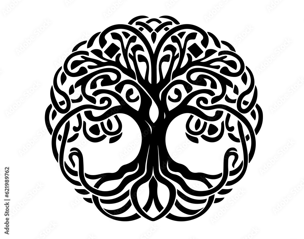 Trees Ecology Symbol Vector Vyaz Pattern Ink Ancient Logo Foliage Stock ...