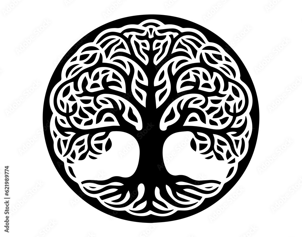Trees Ecology Symbol Vector Vyaz Pattern Ink Ancient Logo Foliage Stock ...