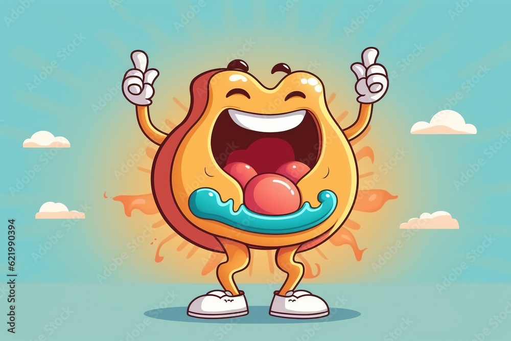 Intestine. Cute cartoon healthy human anatomy internal organ character ...