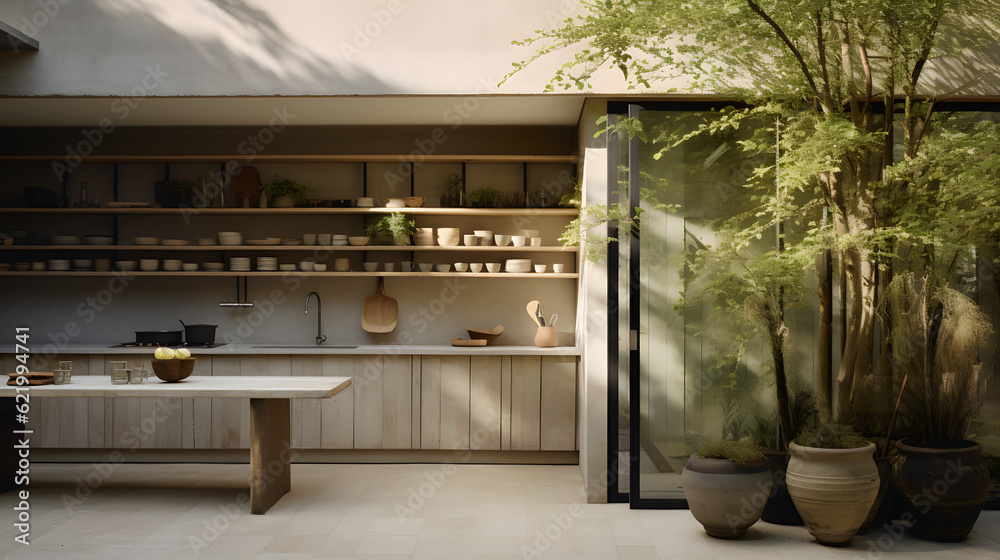 neutral minimal london kitchen extension lime render wabi sabi style ...