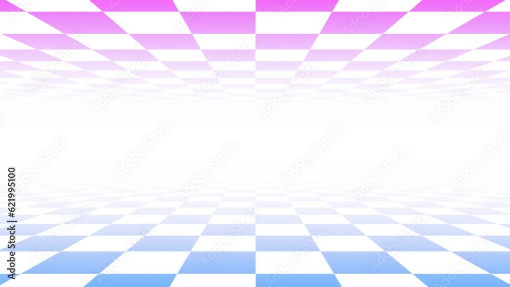 Retro animated background with black and white checkered floor ...