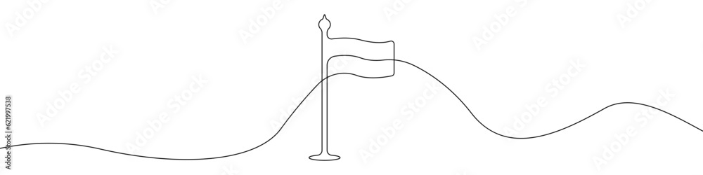 Flag icon line continuous drawing vector. One line Flagpole icon vector ...