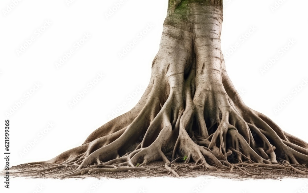 Roots of a tree isolated on white background, Generative AI Stock ...