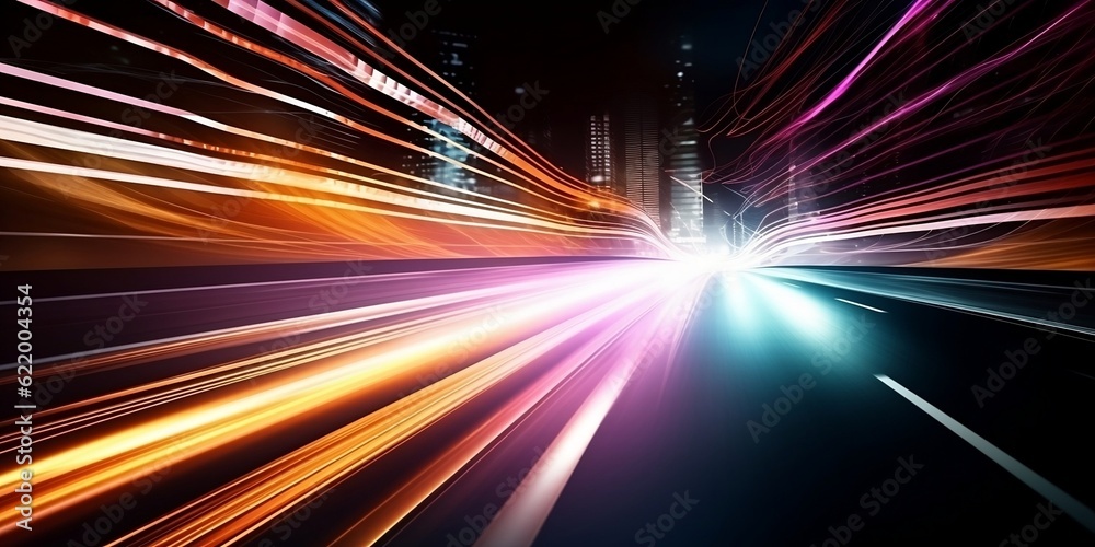 Car motion trails. Speed light streaks background with blurred fast ...