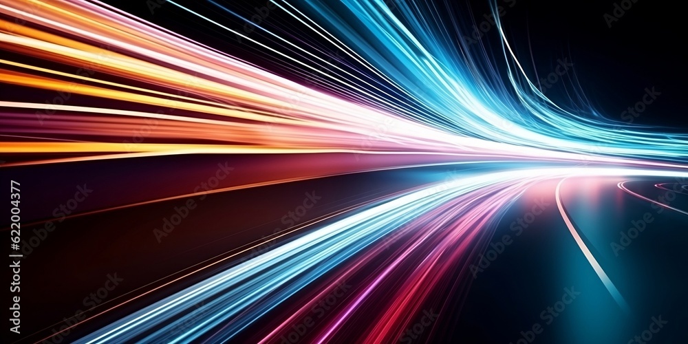 Car motion trails. Speed light streaks background with blurred fast ...