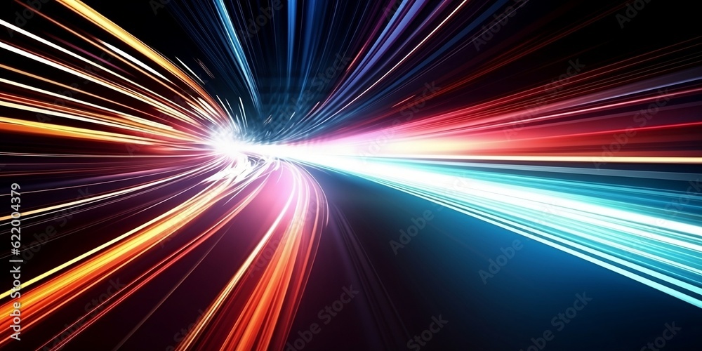 Car motion trails. Speed light streaks background with blurred fast ...