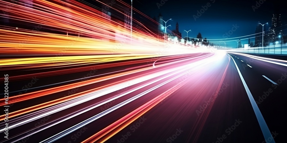 Car motion trails. Speed light streaks background with blurred fast ...