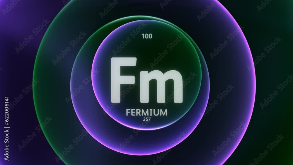 Fermium as Element 100 of the Periodic Table. Concept animation on ...