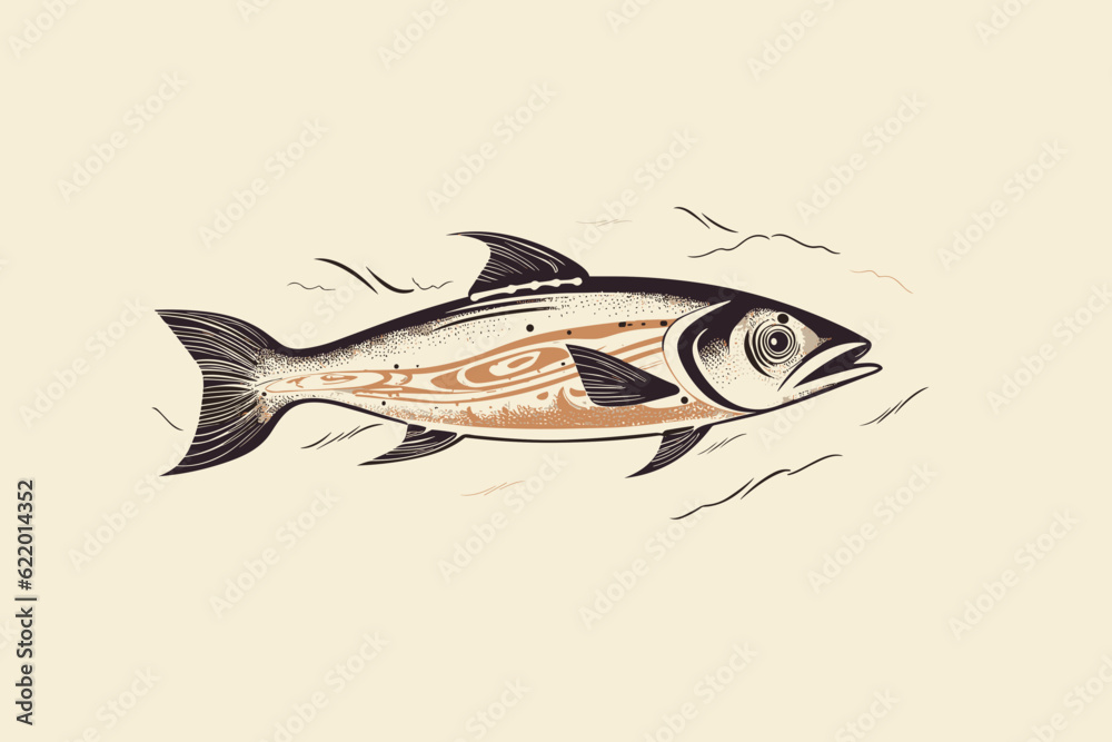 Doodle inspired Snook, cartoon sticker, sketch, vector, Illustration ...