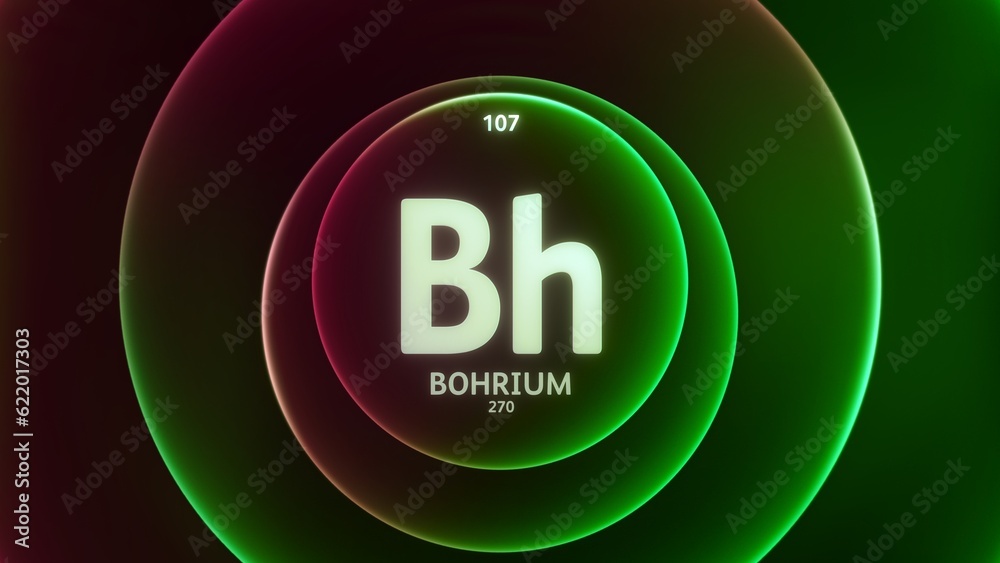 Bohrium as Element 107 of the Periodic Table. Concept illustration on ...