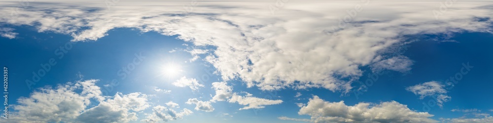Blue summer sky panorama with Cumulus clouds. Seamless hdr spherical ...