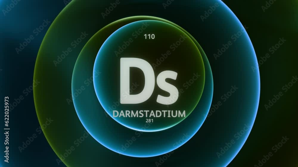 Darmstadtium as Element 110 of the Periodic Table. Concept animation on ...