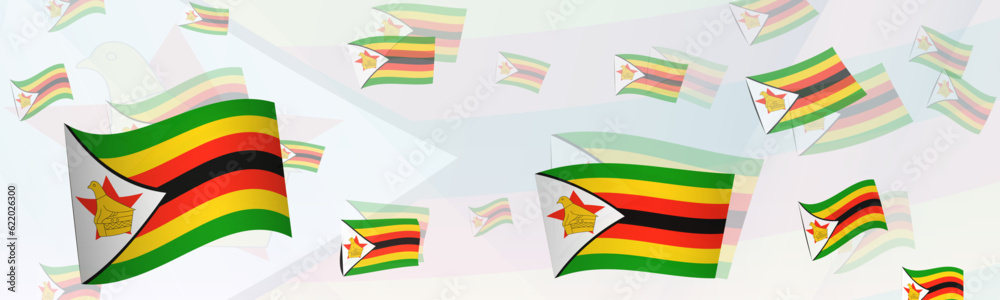Zimbabwe flag-themed abstract design on a banner. Abstract background ...