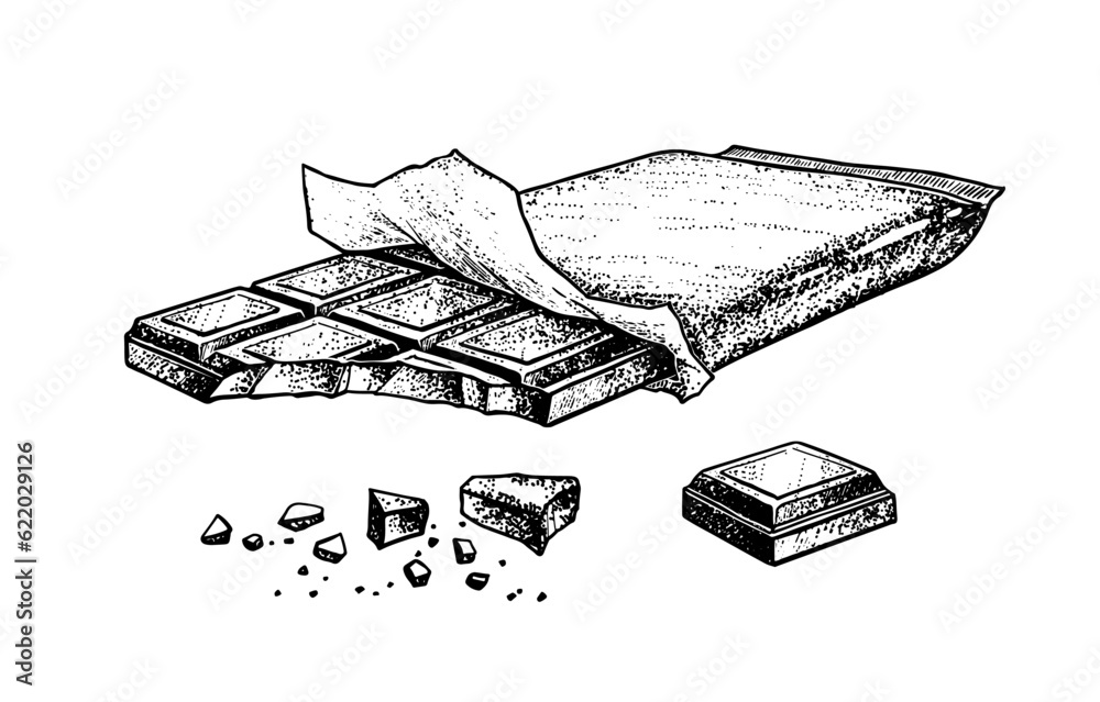 Vector sketch illustrations set of Chocolate. Vintage style drawing ...