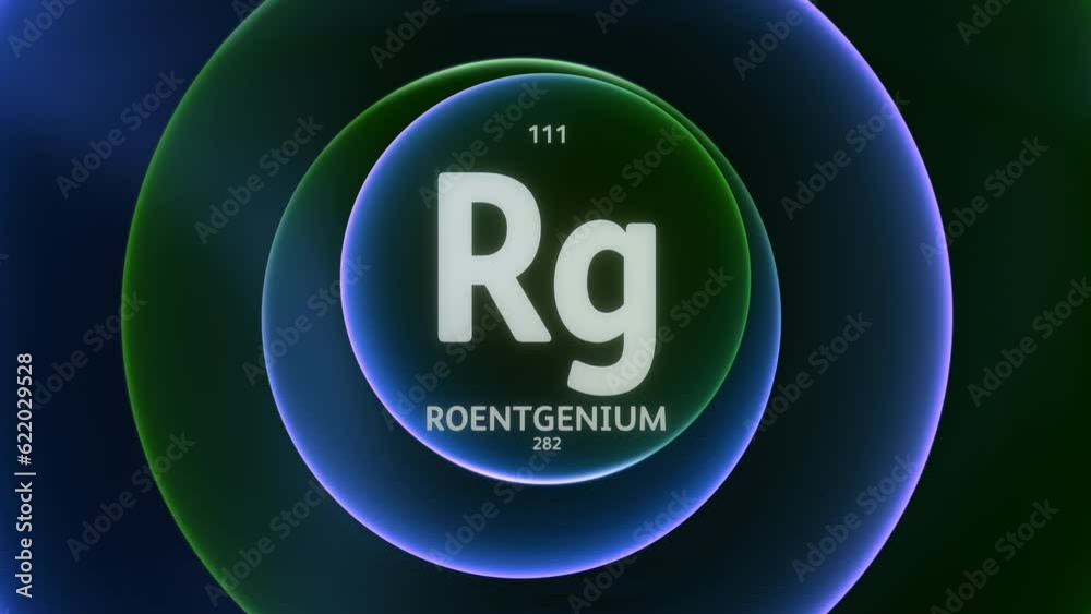 Roentgenium as Element 111 of the Periodic Table. Concept animation on ...
