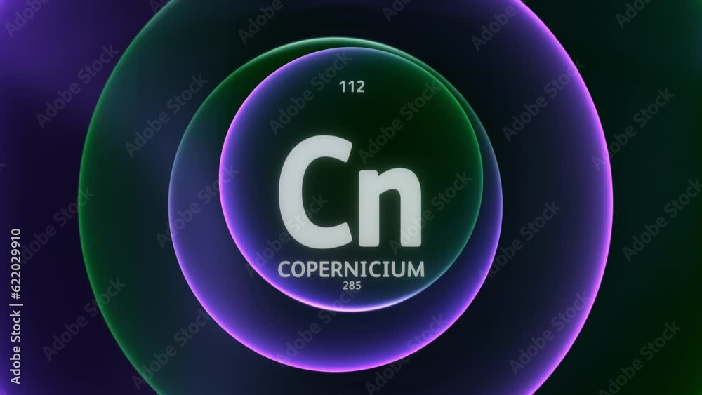 Copernicum as Element 112 of the Periodic Table. Concept animation on ...
