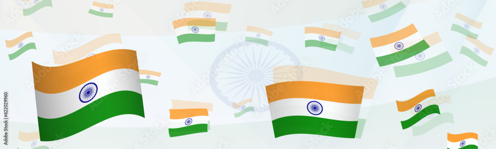 India flag-themed abstract design on a banner. Abstract background ...