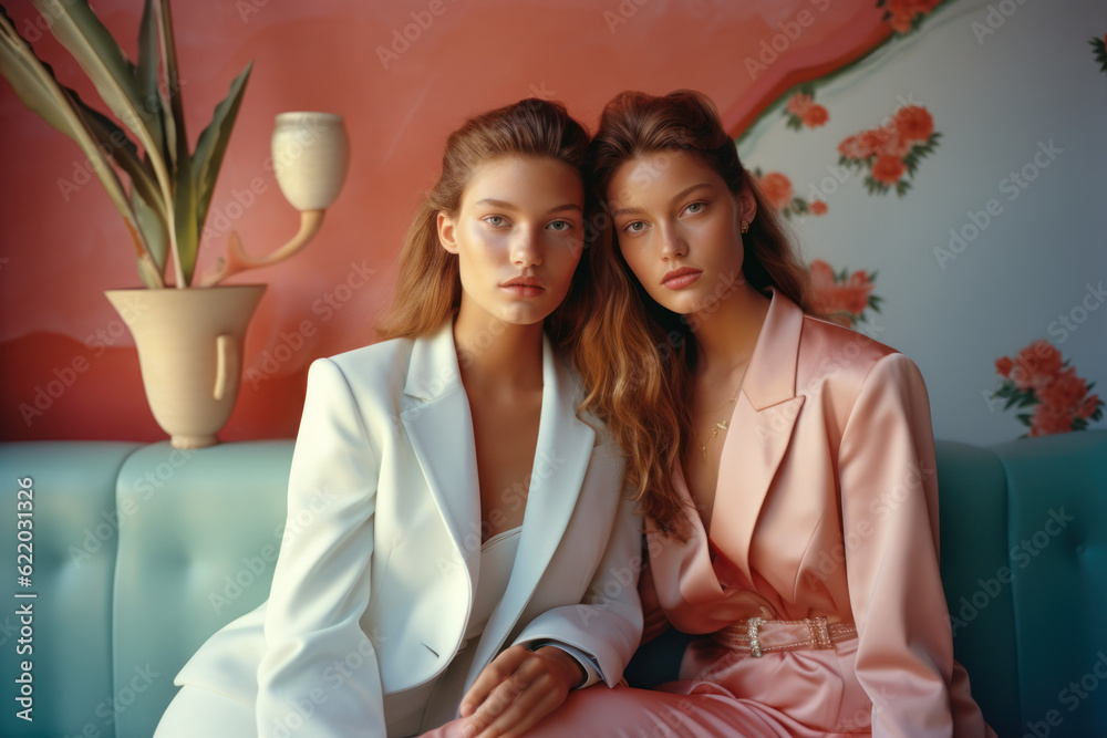 female friends/models/lgbtq + couple in magazine editorial fashion ...