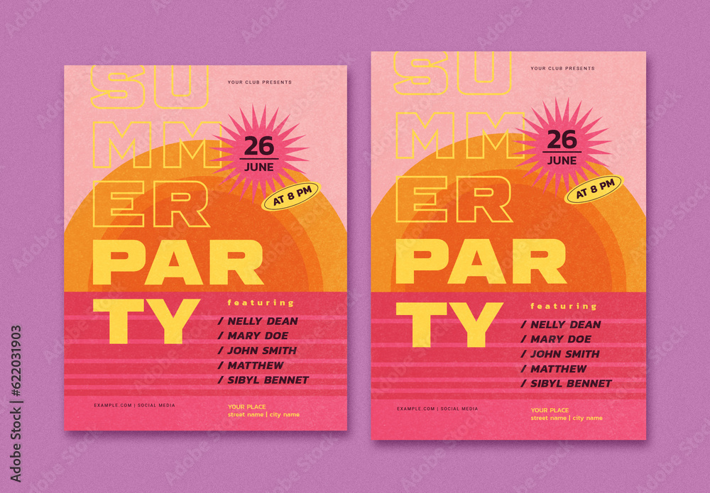 Summer Party Flyer Layout Stock Template | Adobe Stock